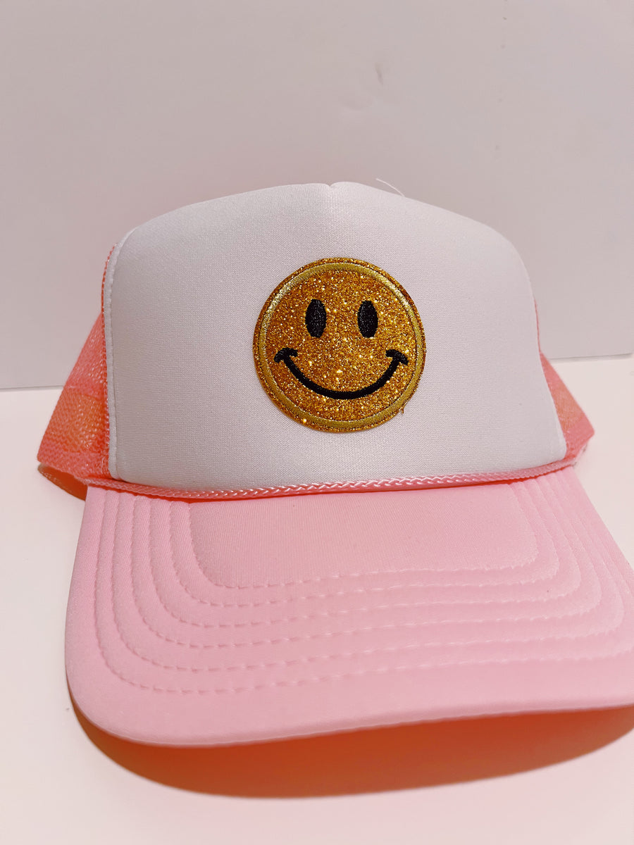 TWO TONED WHITE/PINK WITH SPARKLY SMILEY ☻ – capsbychloe